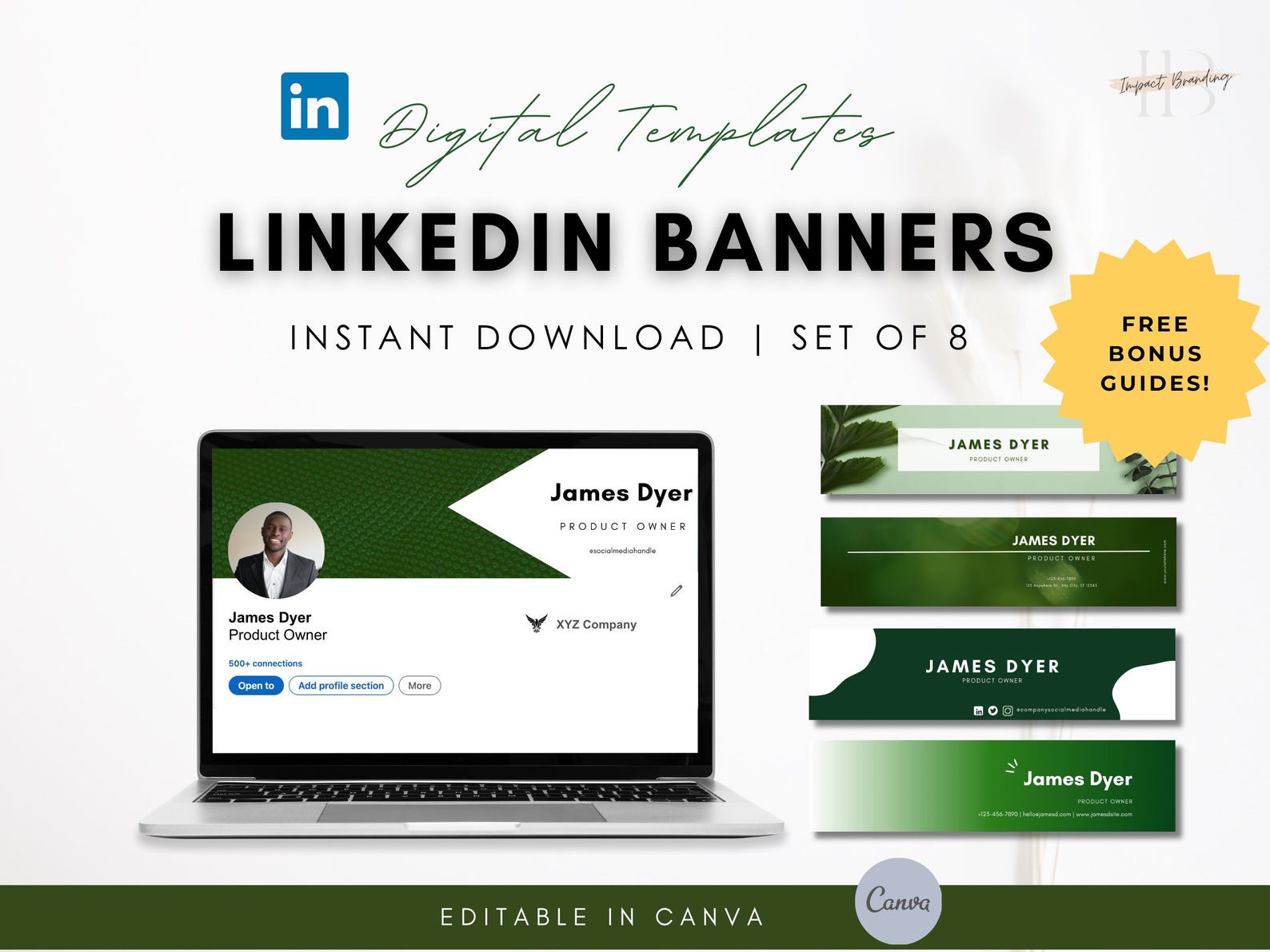 8 Professional Linkedin Banners | Green Modern Style | for Businesses ...