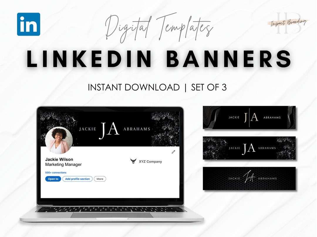 Linkedin Banner Templates | Dark Modern Theme, Name Text (canva ...