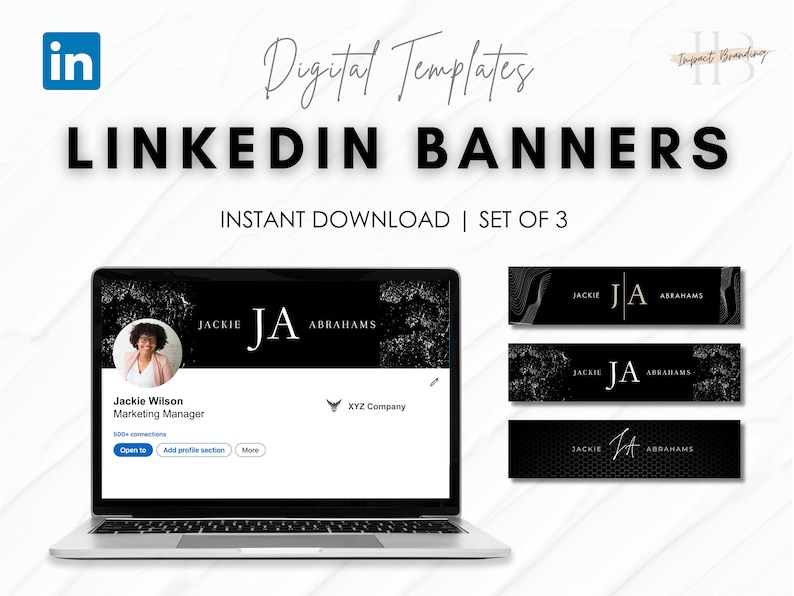 Linkedin Banner Templates | Dark Modern Theme, Name Text (canva ...