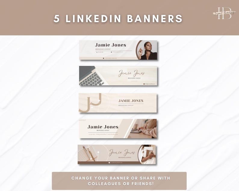 4 Linkedin Banners | Personal Brand | Simple Beige | Linkedin ...