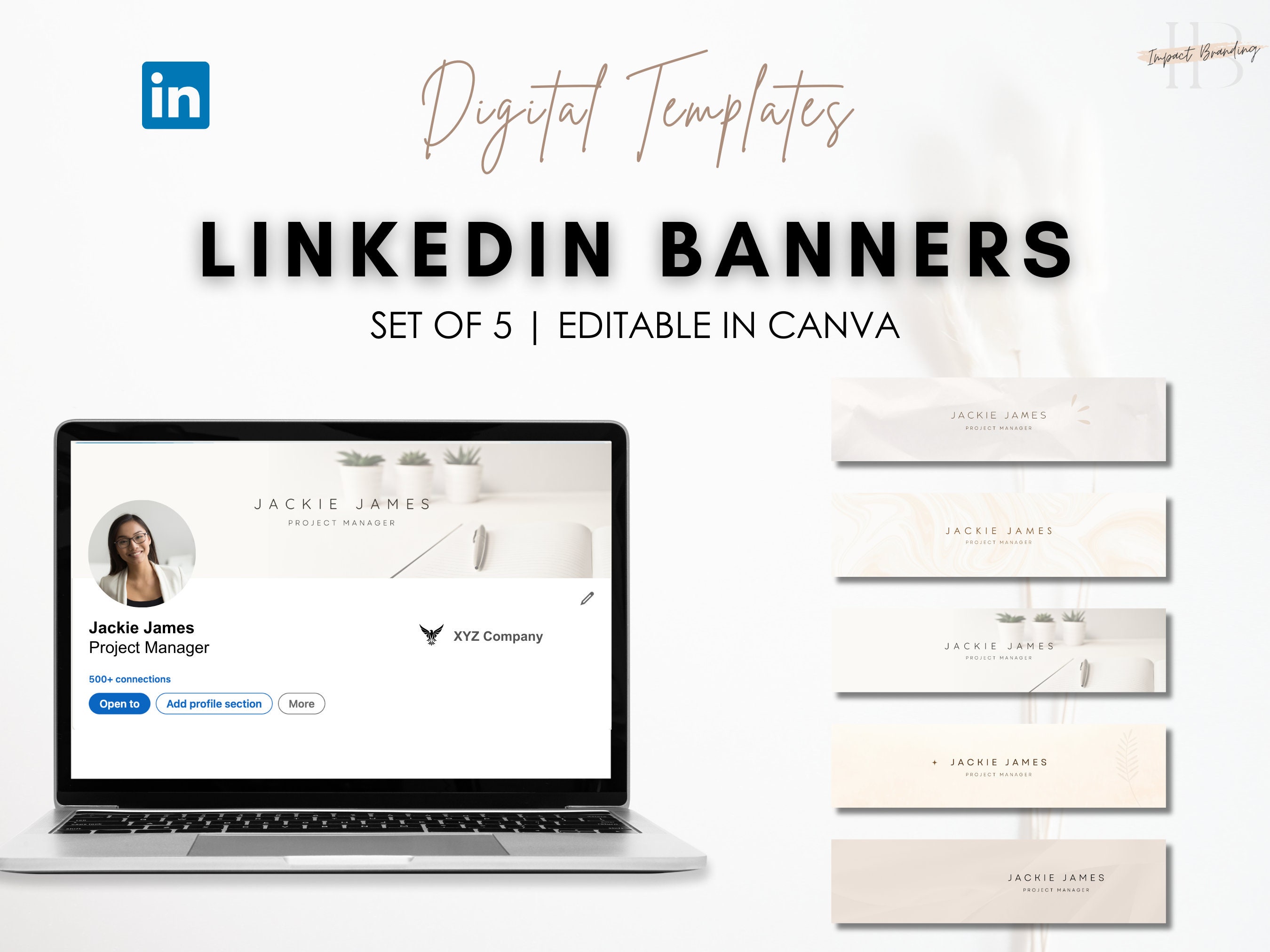 5 Linkedin Banners | Beige Minimal Style | Linkedin Background ...