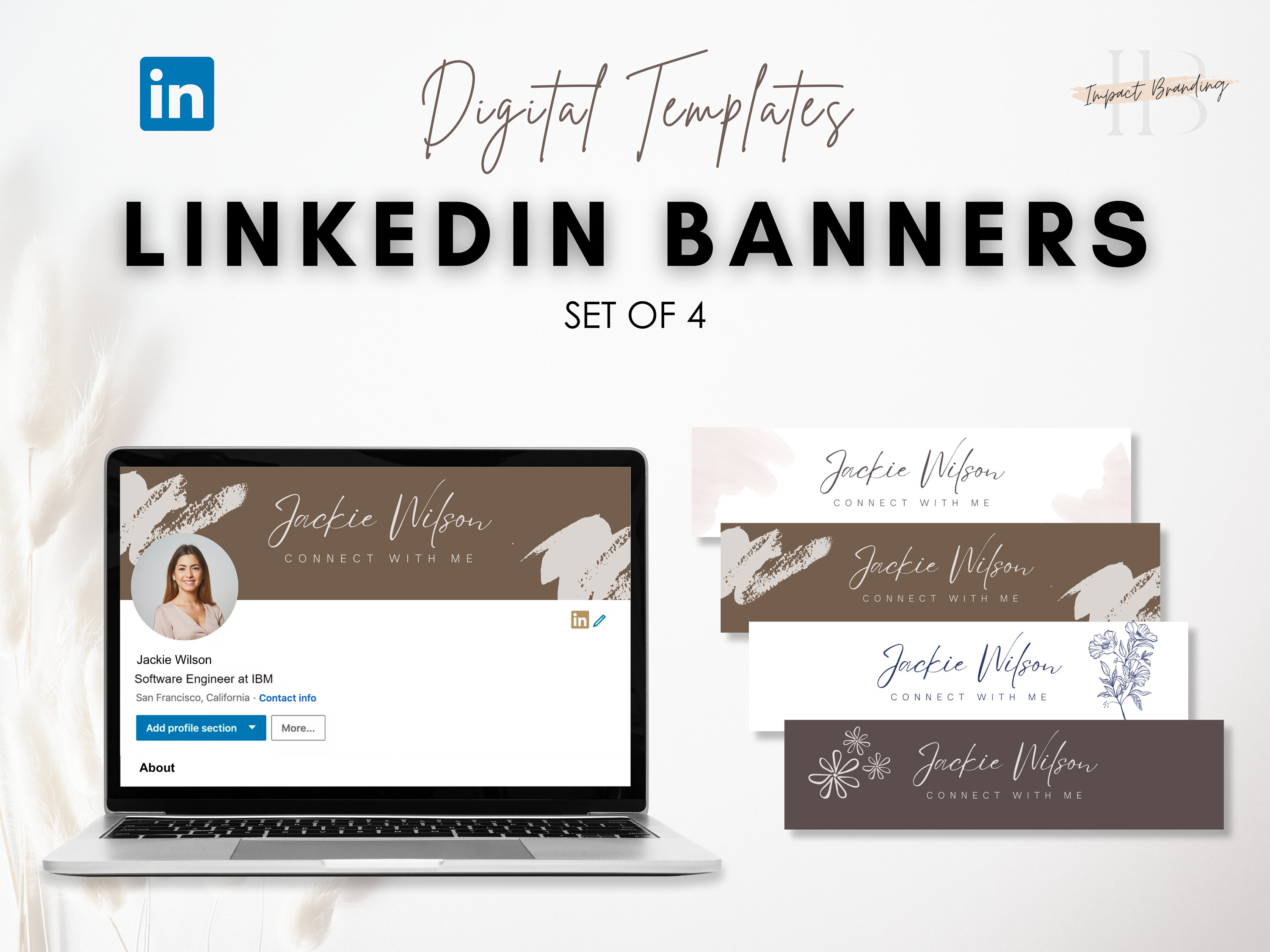 4 Linkedin Banners | Paint & Floral Style | Linkedin Banner Templates ...