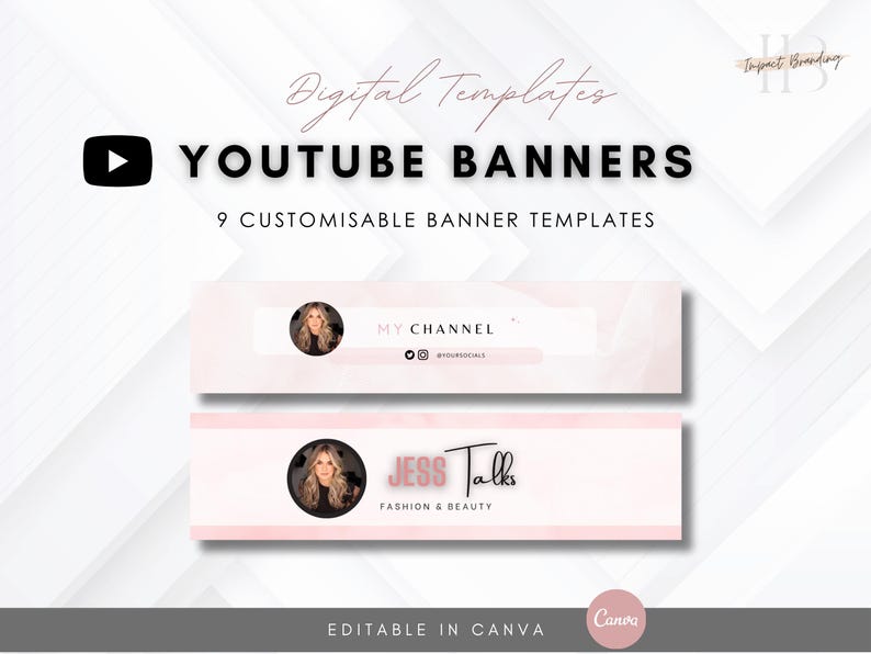 9 Youtube Banner Templates | Pink Modern Banner Style | Youtube ...
