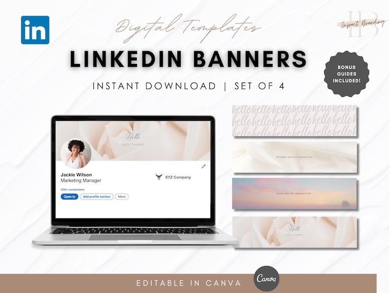 4 Linkedin Banners | Instant Download | Inspirational Quote | Linkedin ...