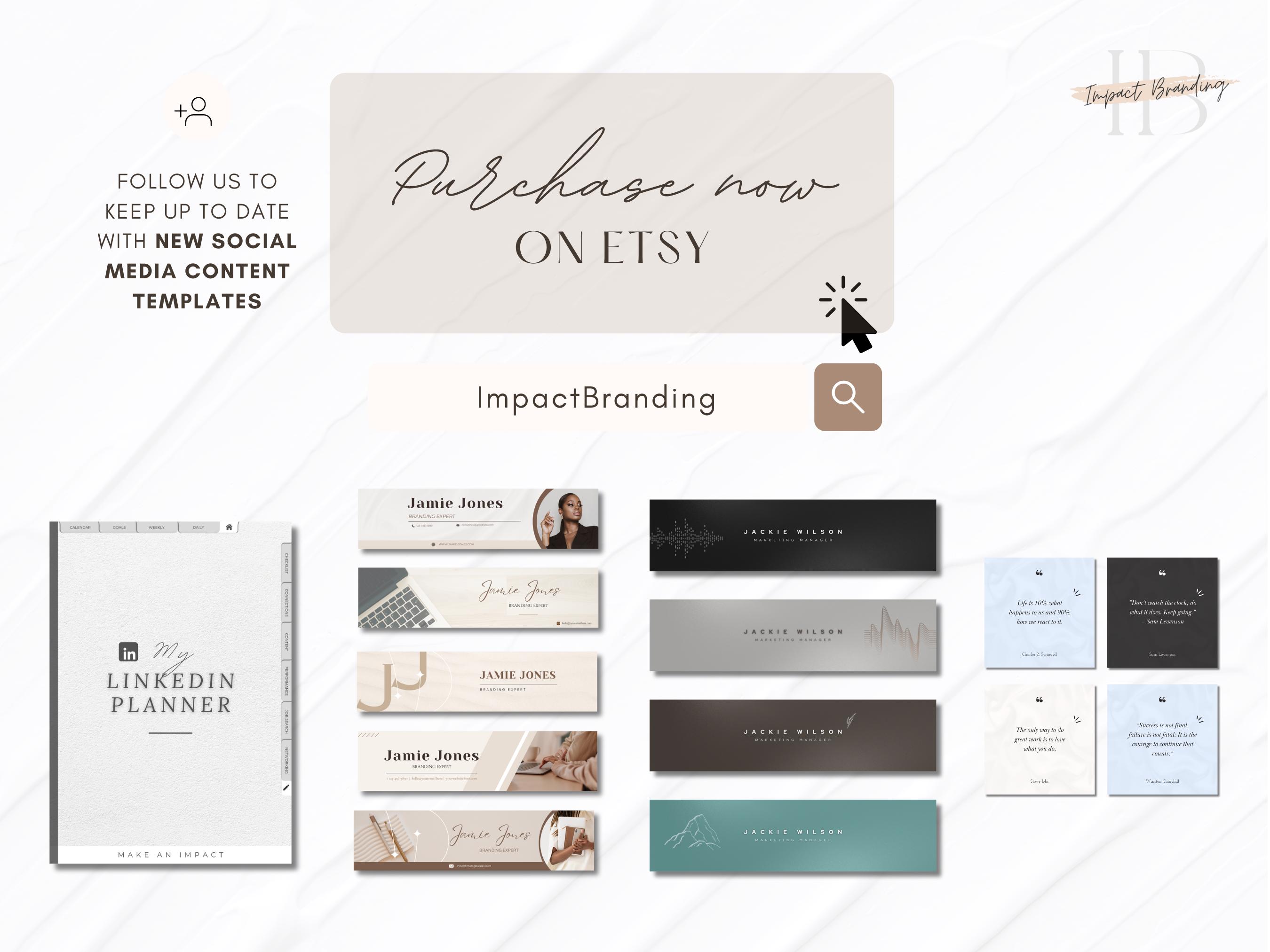 4 Linkedin Banners | Instant Download | Inspirational Quote | Linkedin ...