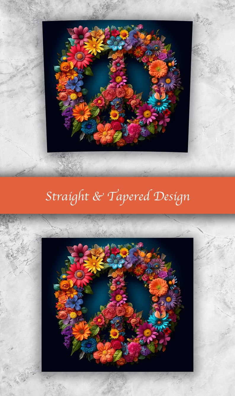 Floral Peace Sign 20oz Skinny Tumbler Wrap Design Tumbler - Etsy