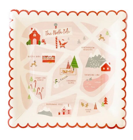 North Pole Map Paper Plate 8ct Cute Christmas Plates - Etsy