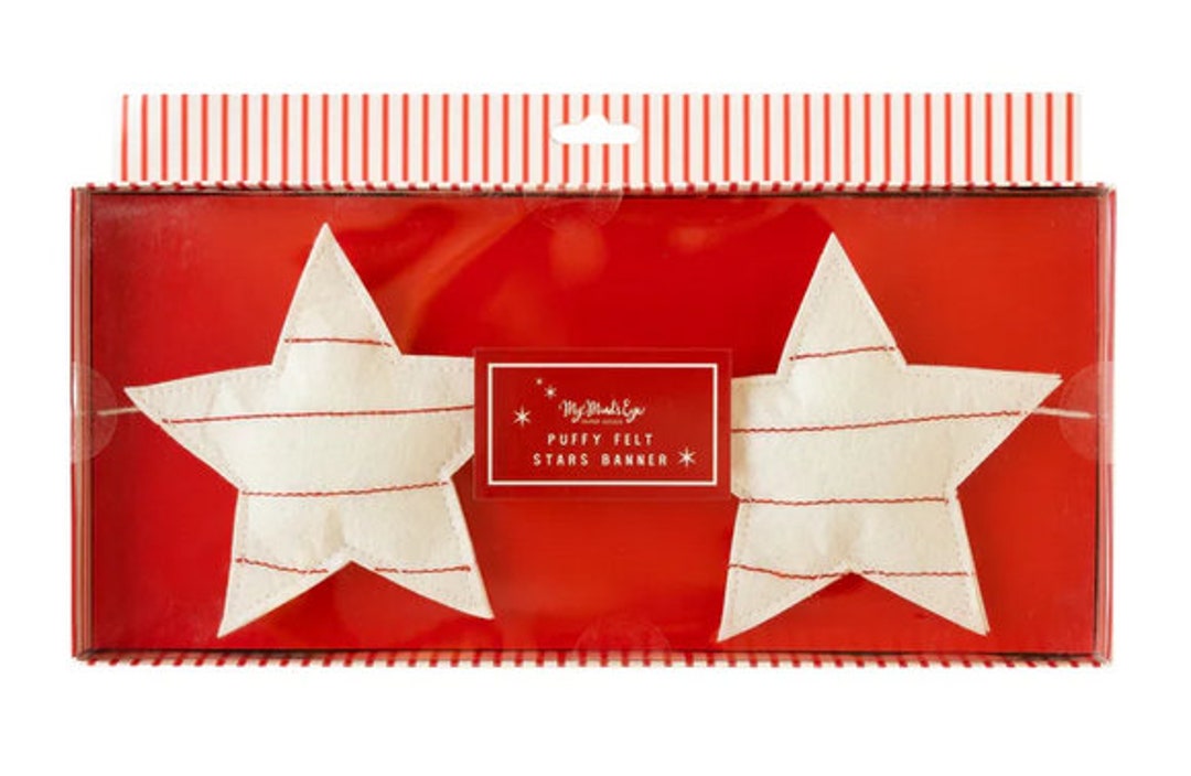 Puffy Felt Striped Star Banner Red and White Christmas Star - Etsy