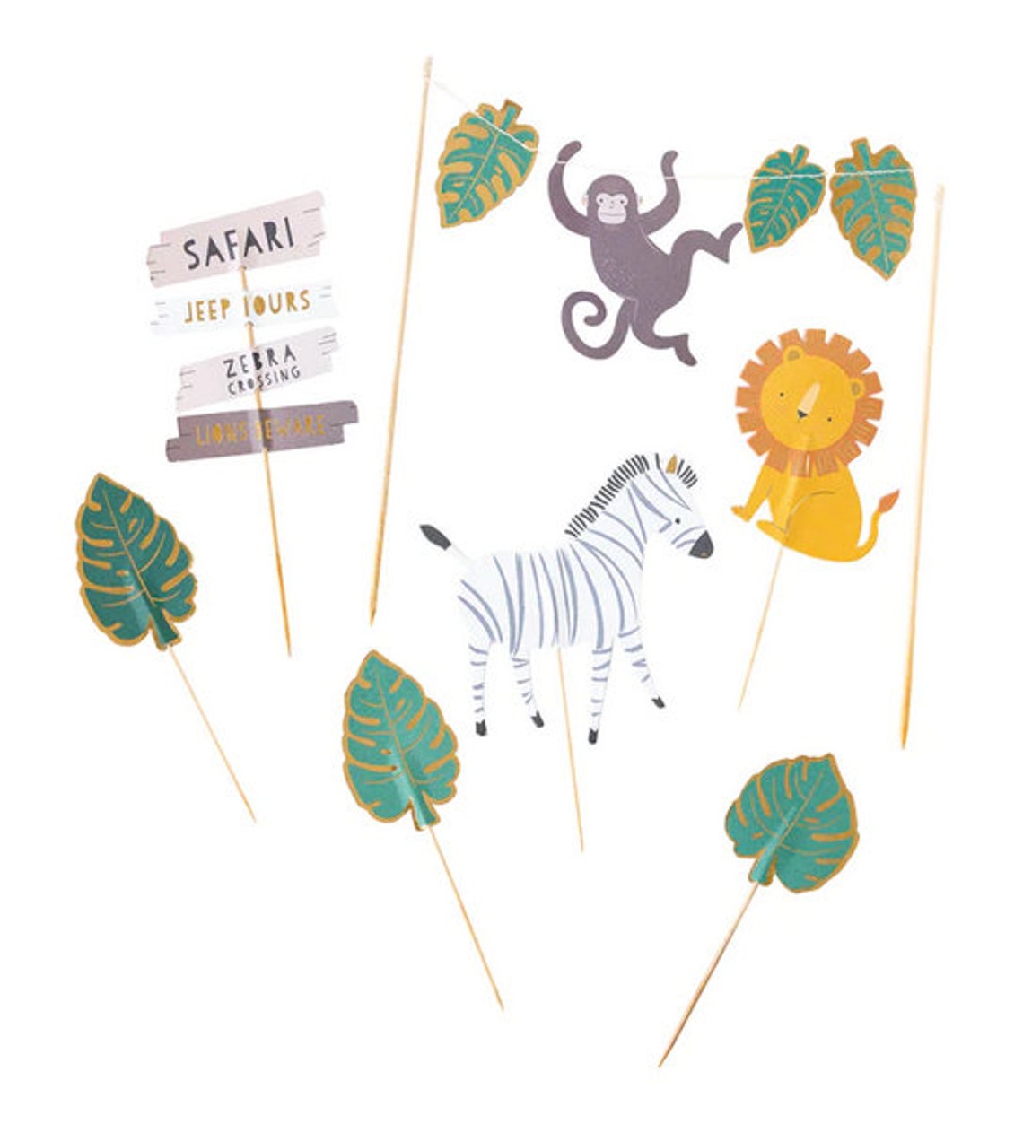 Safari Cake Topper Set of 8 Safari Party Decor Wild One Birthday Animal ...
