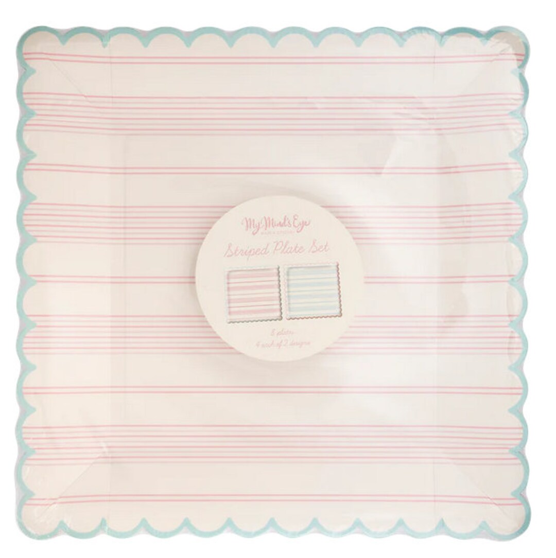 Pastel Striped Paper Plate 8 Ct 9 Mother's Day Brunch I Spring Plates I ...
