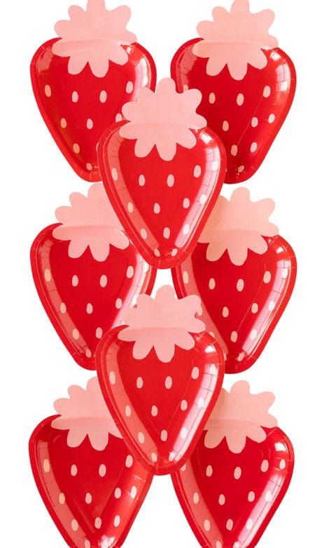 Strawberry Shaped Paper Plate Set 8ct Berry Shaped Plates Valentine ...