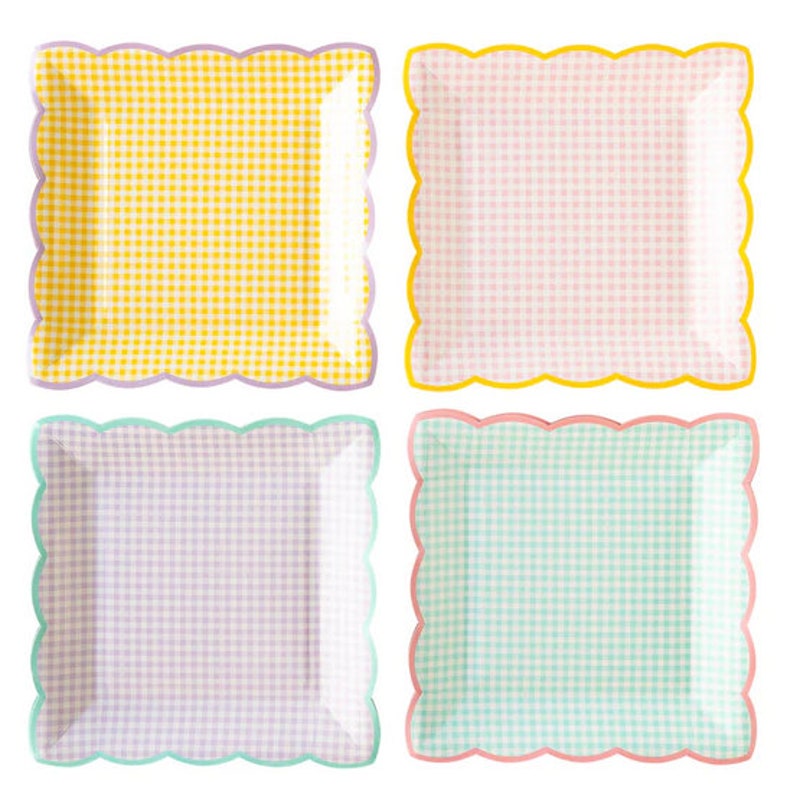 Gingham Plates - Etsy