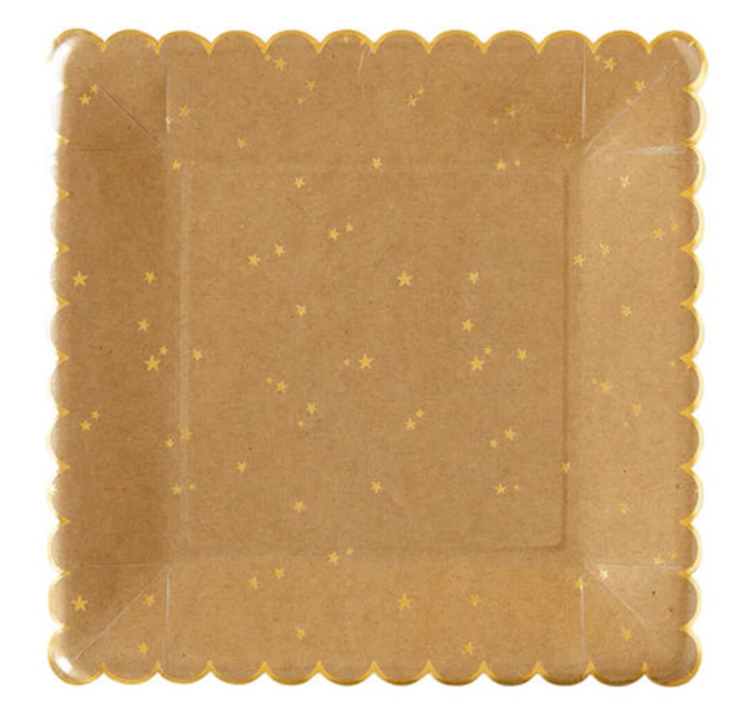 Kraft Christmas With Gold Stars Paper Plates 8ct Christmas Paper Plates ...