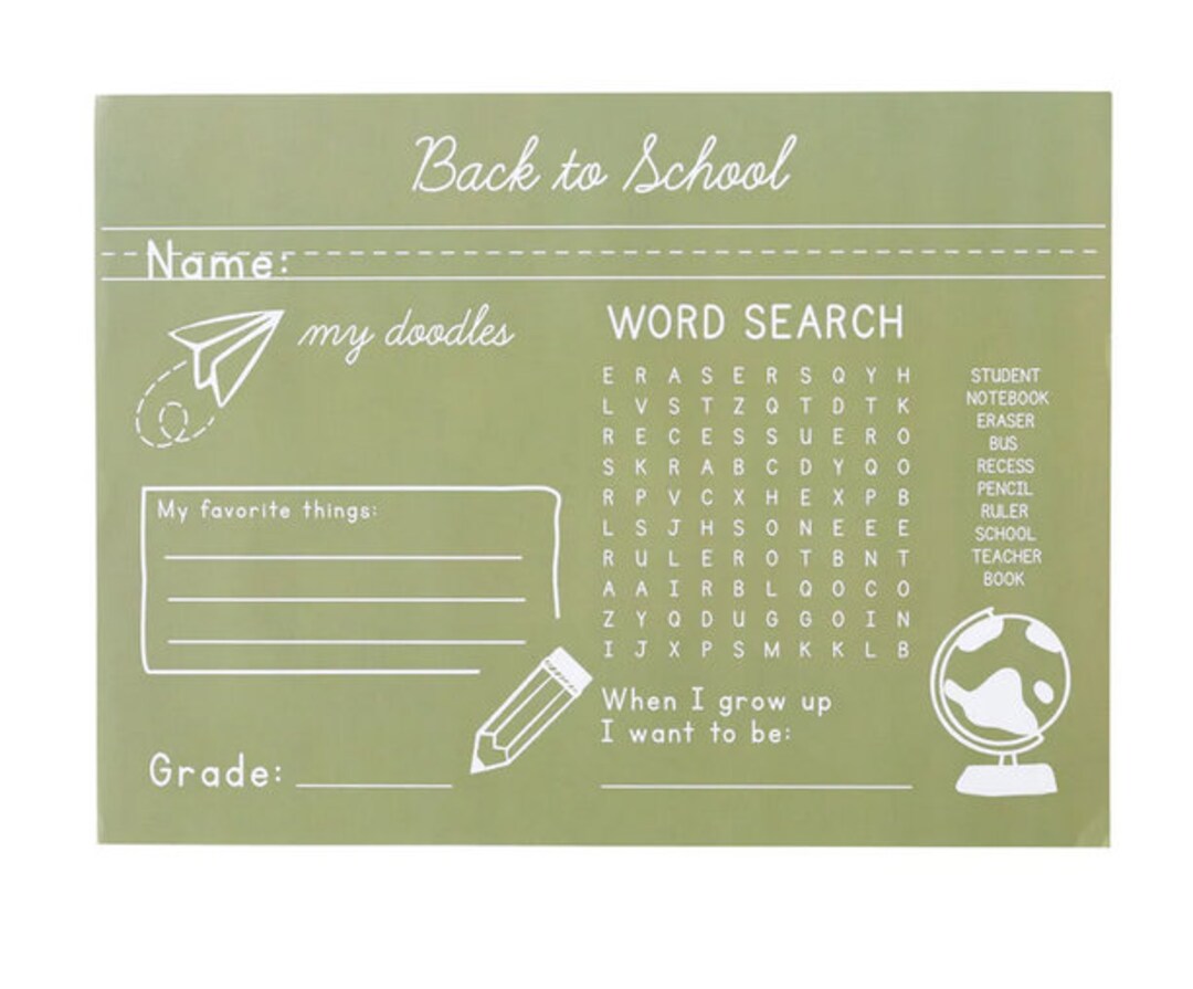 Back to School Chalkboard Placemats Back to School Placemats First Day ...