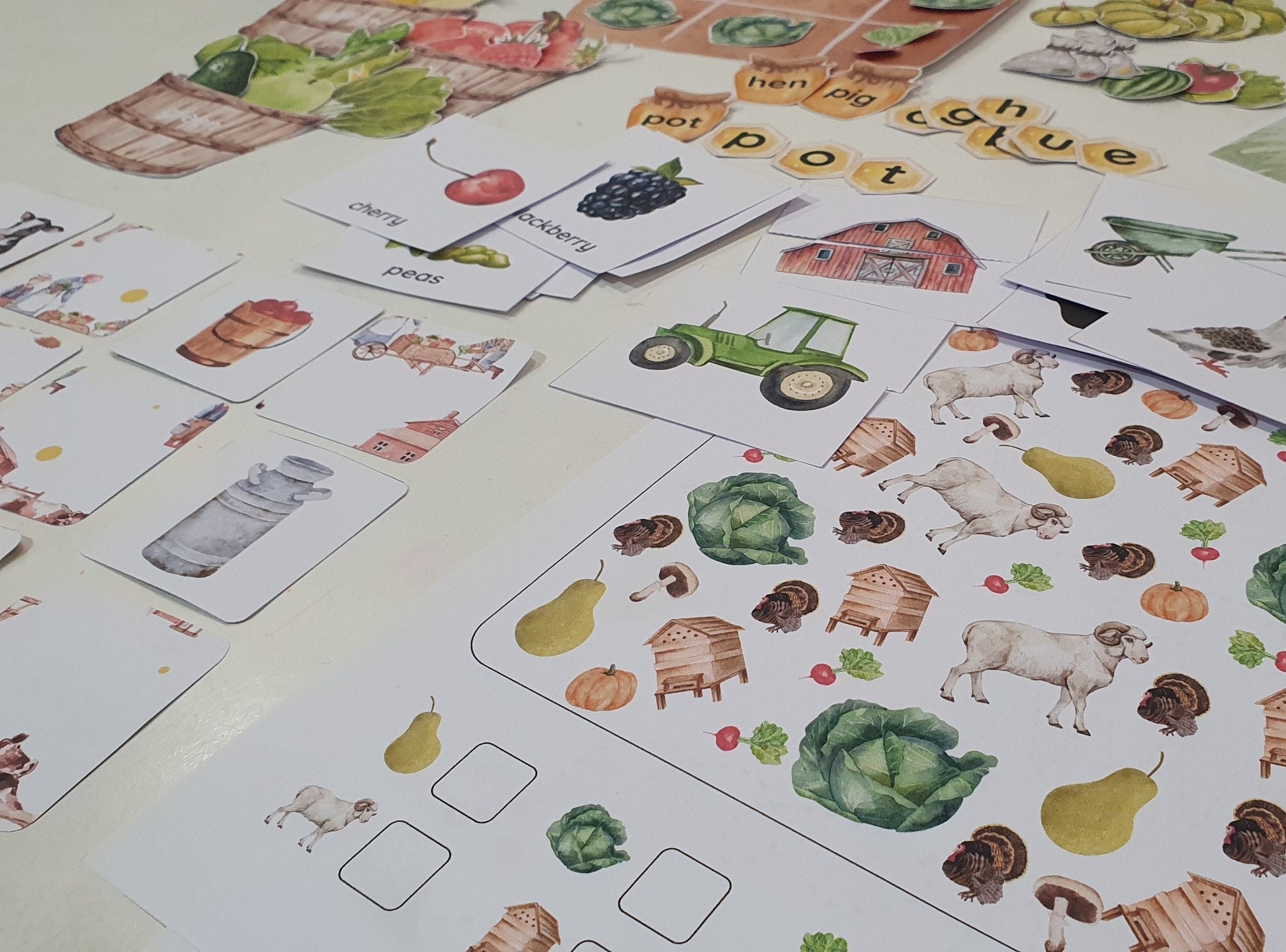 Farm Activity Pack, 48 Fruit and Vegetable Cards, Building CVC Words ...