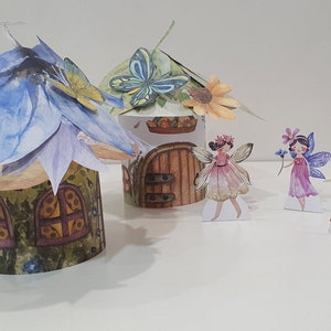 Fairy Houses Printable & Flower Fairy Paper Dolls, Paper Dollhouse, DIY ...