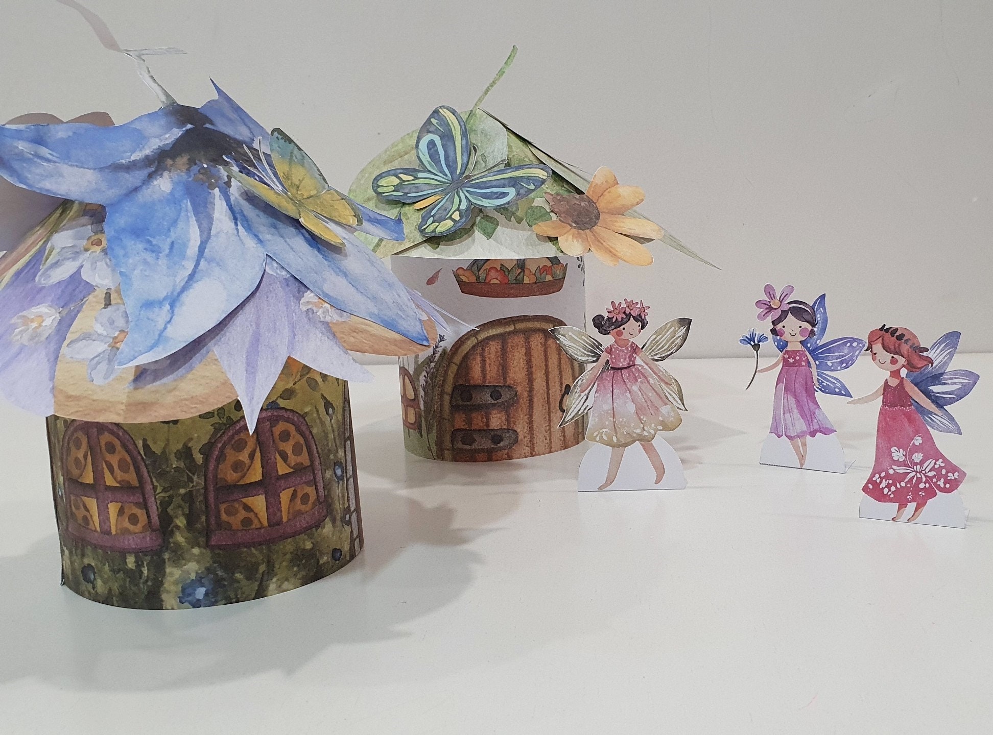 Fairy Houses Printable & Flower Fairy Paper Dolls, Paper Dollhouse, DIY ...