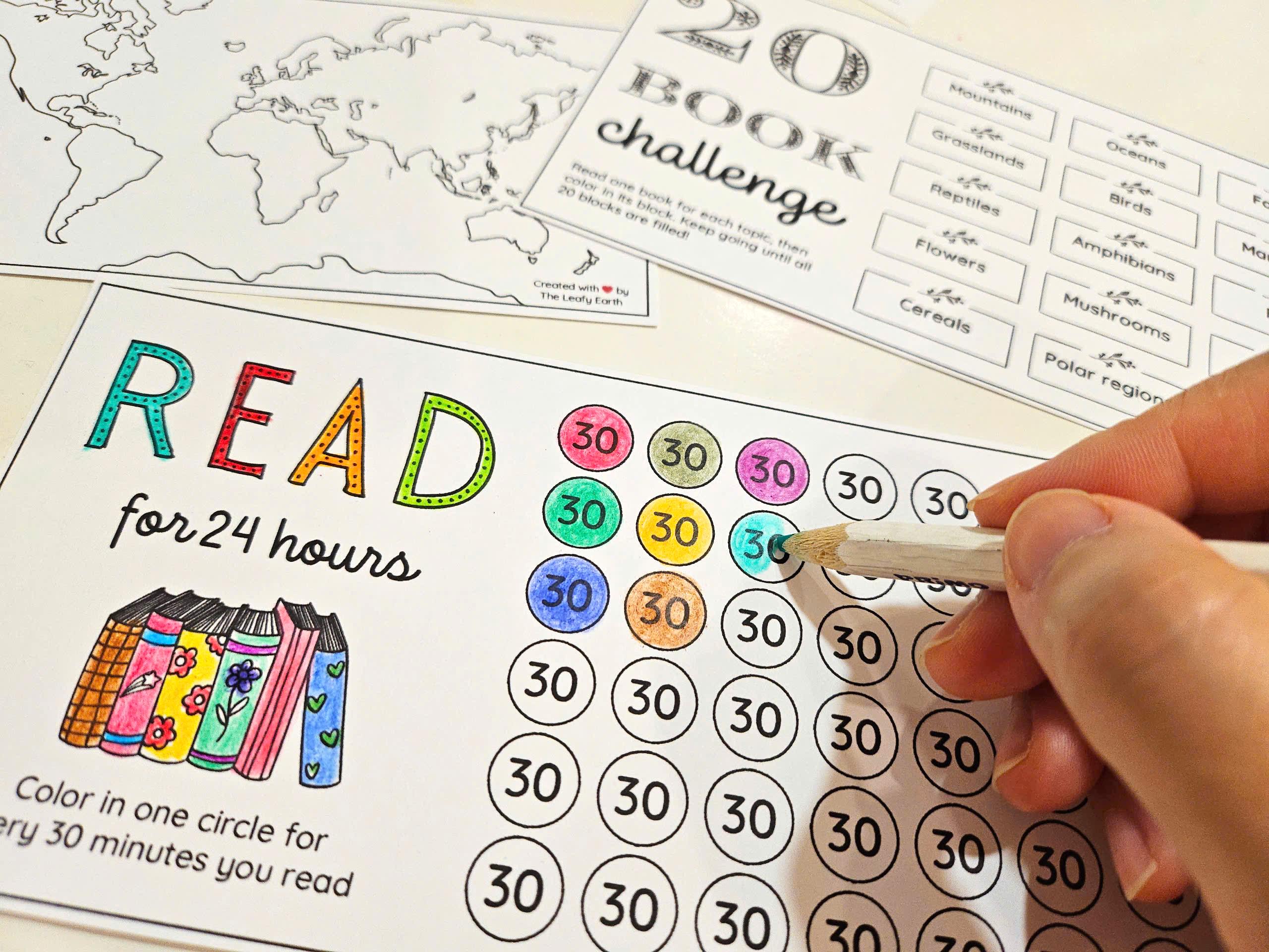 Reading Log and Tracker Printable, Coloring Reading Journal, Kids ...