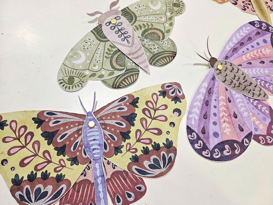 Articulated Paper Moths, Moth Paper Puppets, Printable Paper Moths, DIY ...