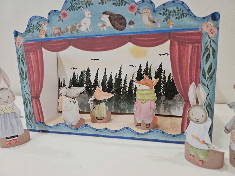 Woodland Puppet Theater, Paper Puppet Theater, DIY Kids Paper Craft ...