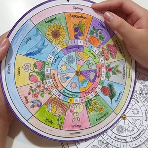 Wheel of the Year Coloring, Season Calendar Wheel, Perpetual Calendar ...