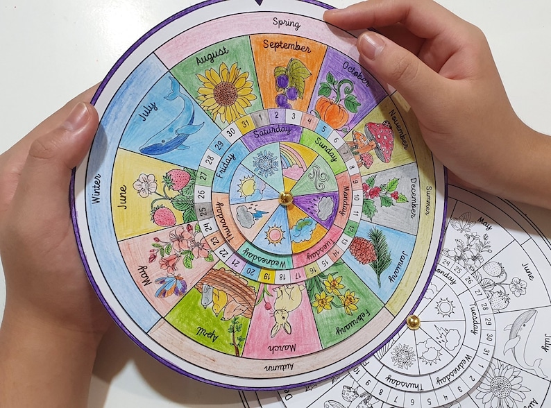 Wheel of the Year Coloring, Season Calendar Wheel, Perpetual Calendar ...