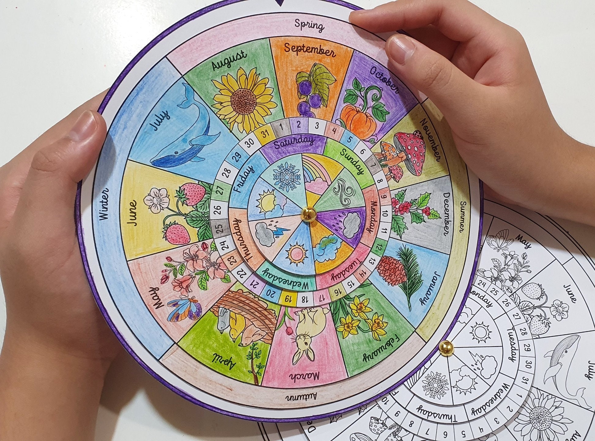 Wheel of the Year Coloring, Season Calendar Wheel, Perpetual Calendar ...