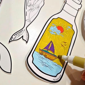 Ocean Bookmarks Coloring, Nature and Ocean Coloring, DIY Kids Paper ...