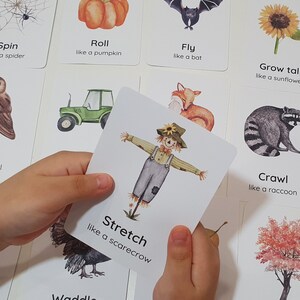 16 Fall Movement Cards for Kids, Seasonal Movement Cards, Kids Action ...