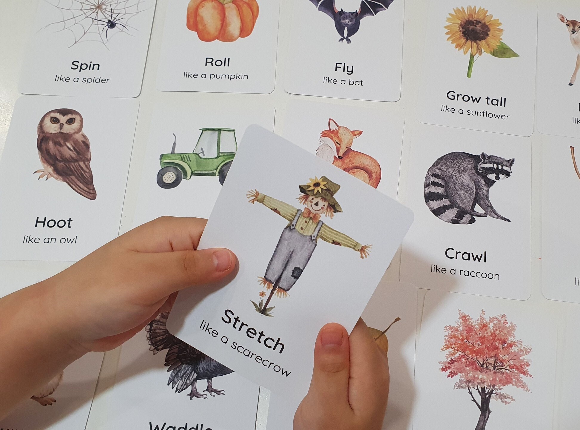 16 Fall Movement Cards for Kids, Seasonal Movement Cards, Kids Action ...