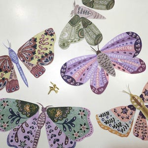 Articulated Paper Moths, Moth Paper Puppets, Printable Paper Moths, DIY ...