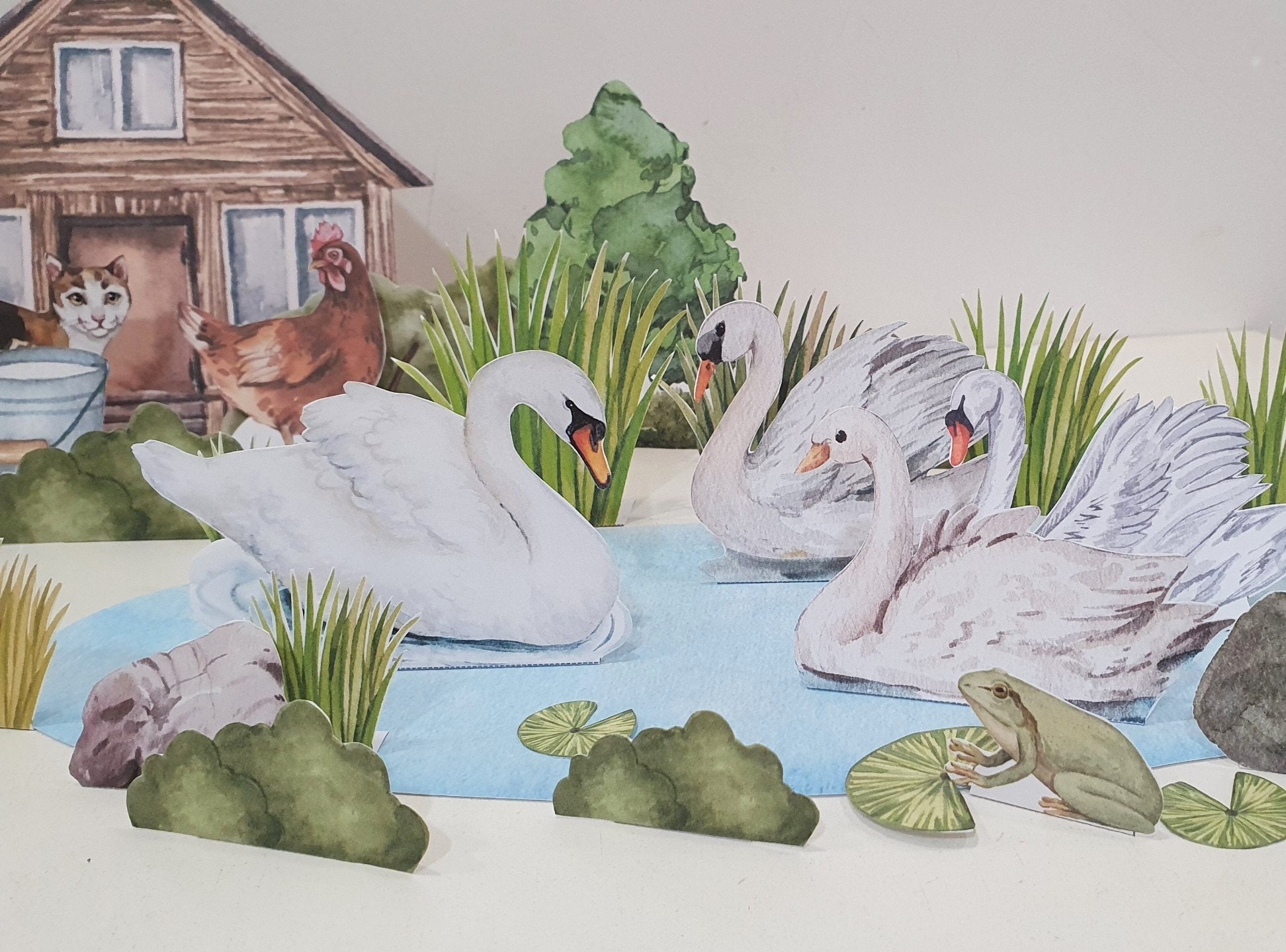 The Ugly Duckling Story Printable Play Set, Paper Farm Scene, DIY Kids ...