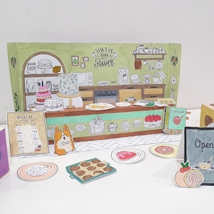 Bakery Coloring Set, Printable Bakery Play Set, Paper Food Play Items ...