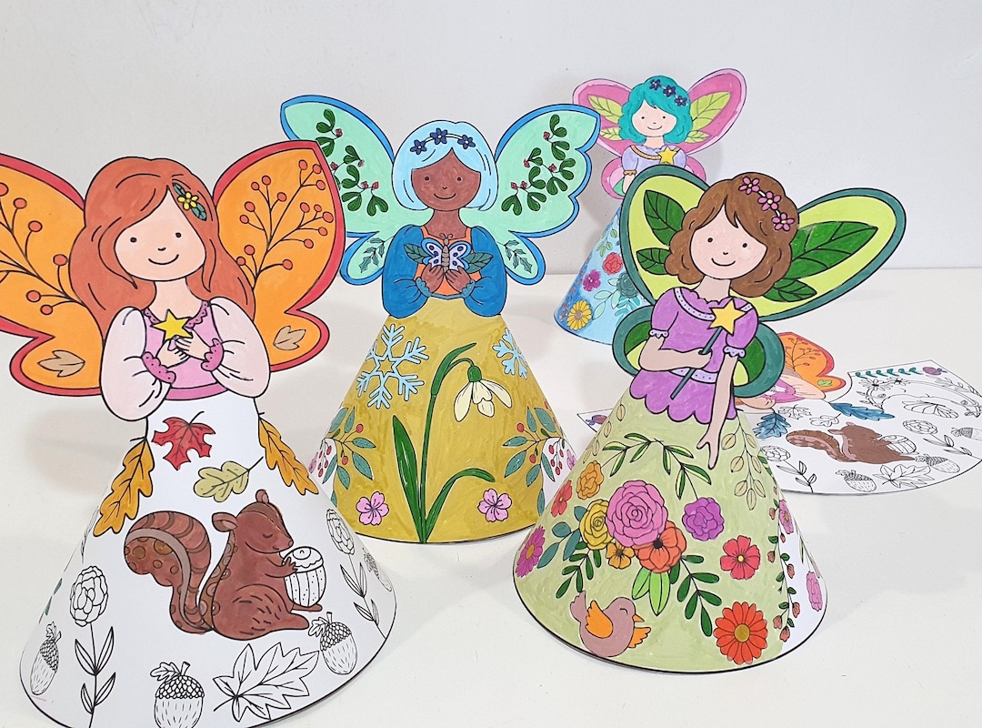 Paper Fairy Dolls Coloring Set, Paper Dolls Craft Kit, Printable Paper ...