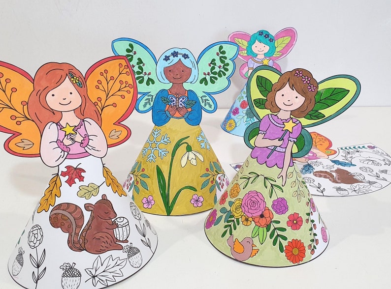 Paper Fairy Dolls Coloring Set, Paper Dolls Craft Kit, Printable Paper ...