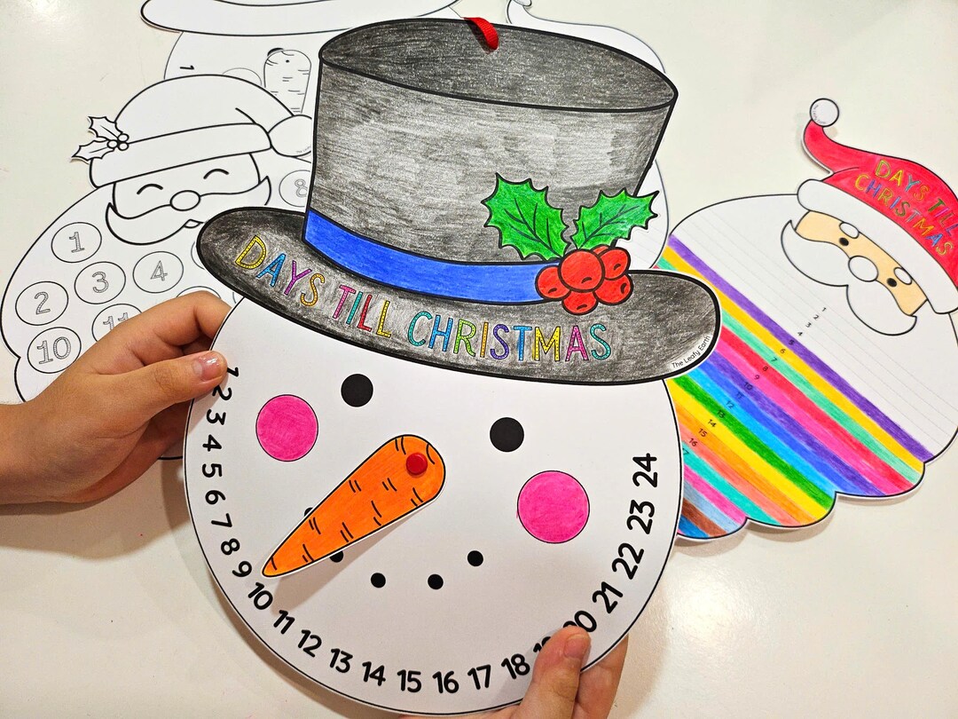 Christmas Countdown Crafts, Santa Beard Advent Calendar, Snowman Clock ...
