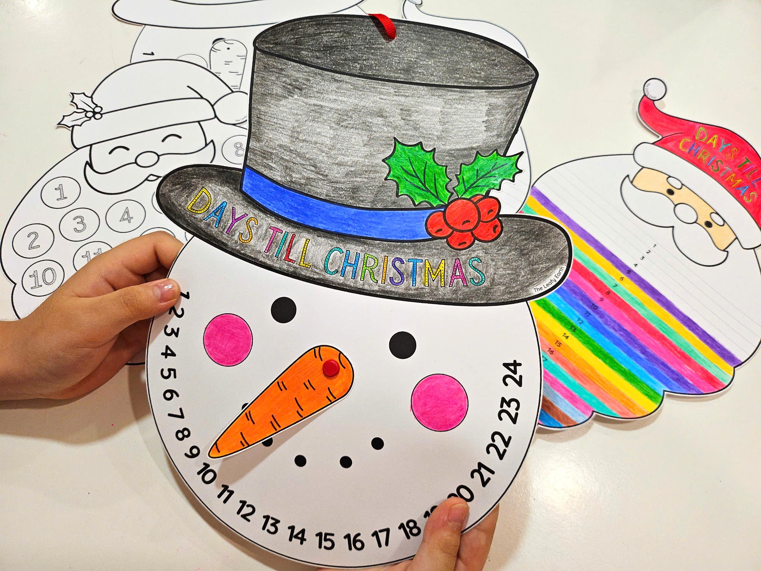 Christmas Countdown Crafts, Santa Beard Advent Calendar, Snowman Clock ...