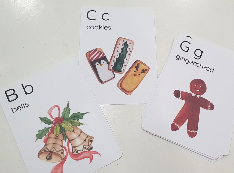 Christmas Alphabet Cards for Kids, Montessori Christmas ABC Flashcards ...