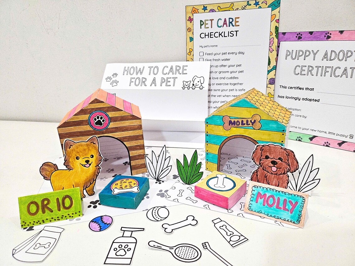 Puppy House Craft and Pet Care Activity, How to Care for a Pet, 3D ...