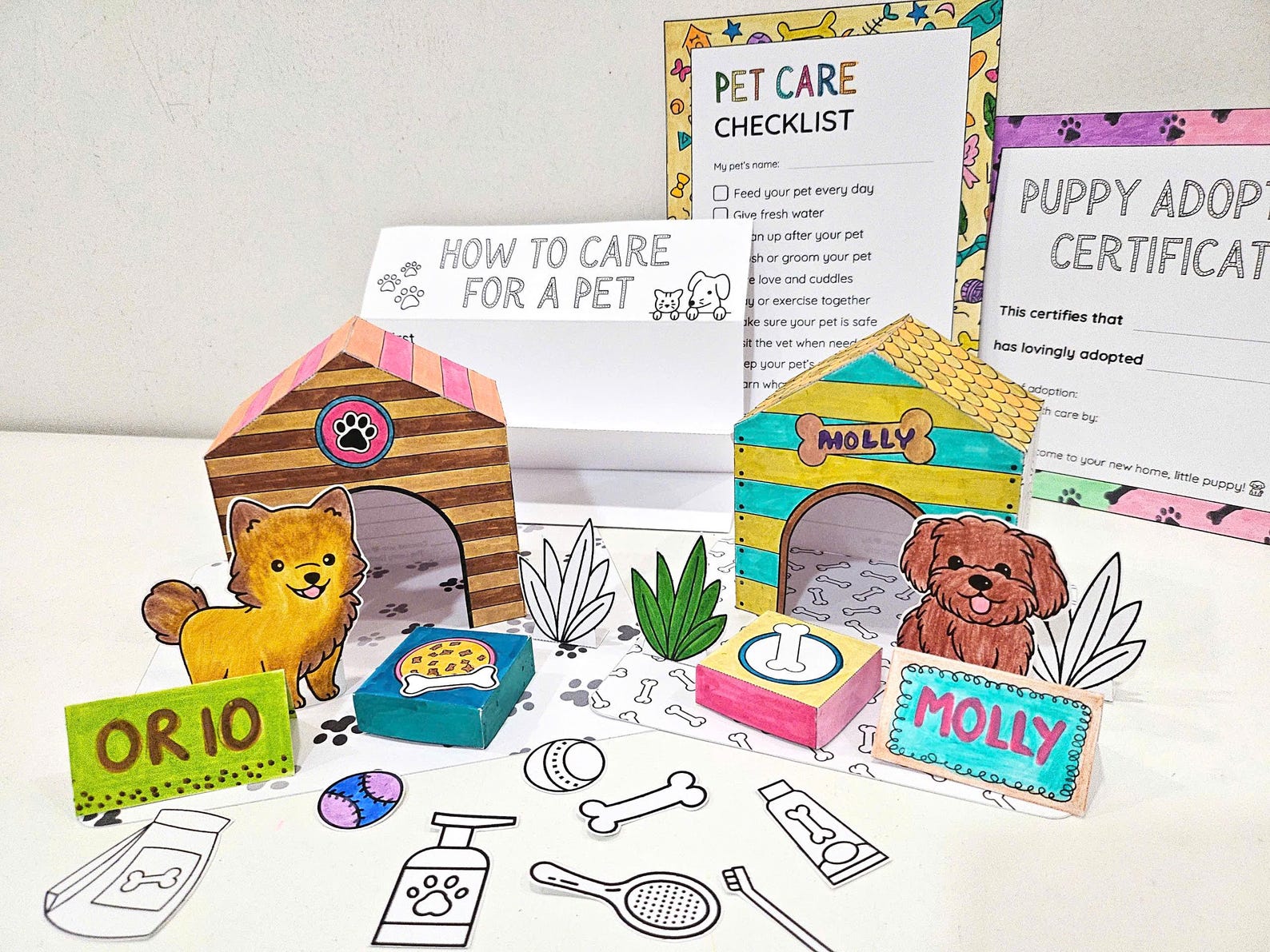 Puppy House Craft and Pet Care Activity, How to Care for a Pet, 3D ...
