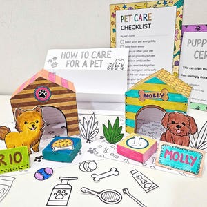 Puppy House Craft and Pet Care Activity, How to Care for a Pet, 3D ...