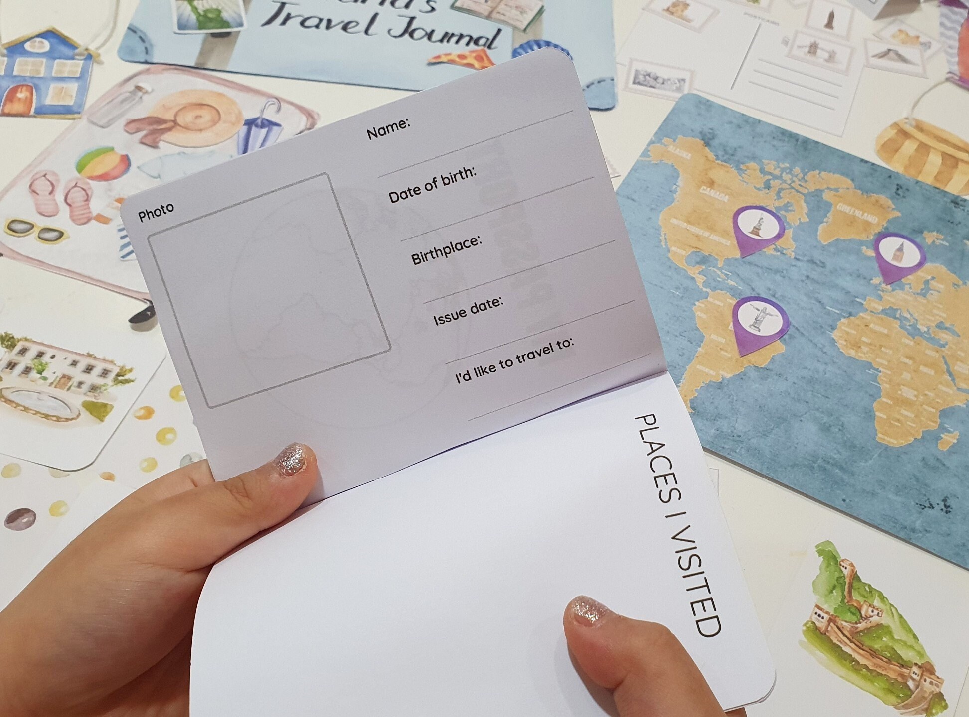 Travel Activity Pack, Kids Travel Journal, World Landmark Cards, Pack a ...