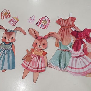 Rabbit Paper Dolls - Friends, Paper Doll Printable, DIY Kids Paper ...