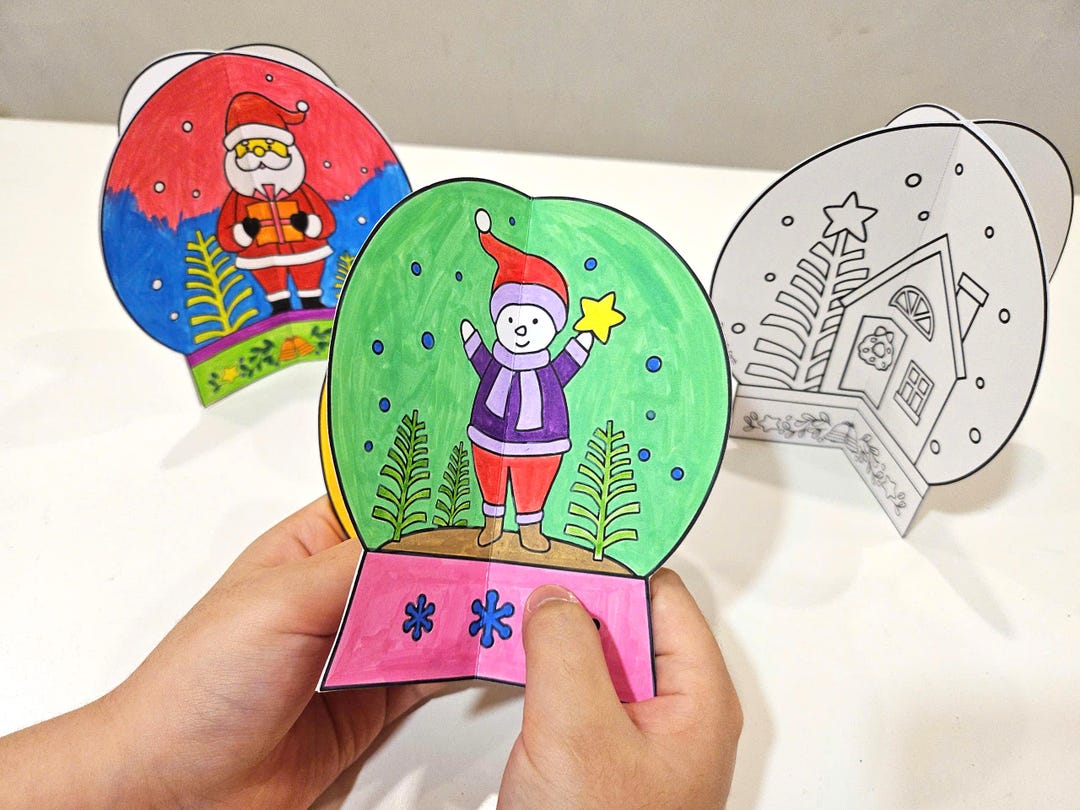3D Paper Snow Globe, Christmas Paper Craft, Build a Snow Globe, DIY ...