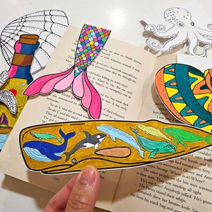 Ocean Bookmarks Coloring, Nature and Ocean Coloring, DIY Kids Paper ...