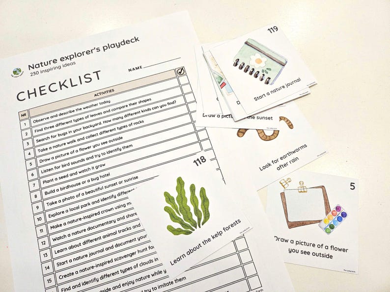 230 Nature Activity Cards for Kids, Crafts, Outdoor Learning ...
