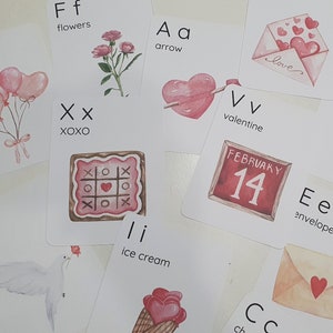 Valentine Alphabet Cards for Kids, Montessori Valentine Flashcards ...