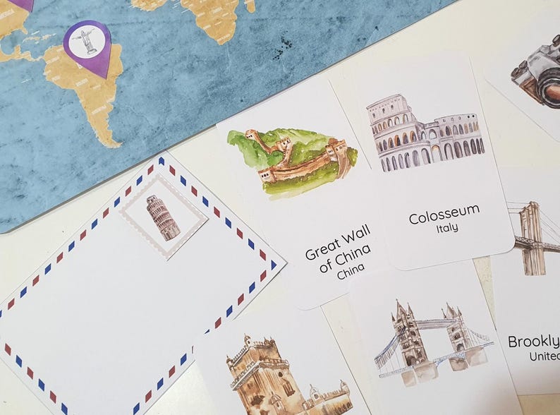 Travel Activity Pack, Kids Travel Journal, World Landmark Cards, Pack a ...