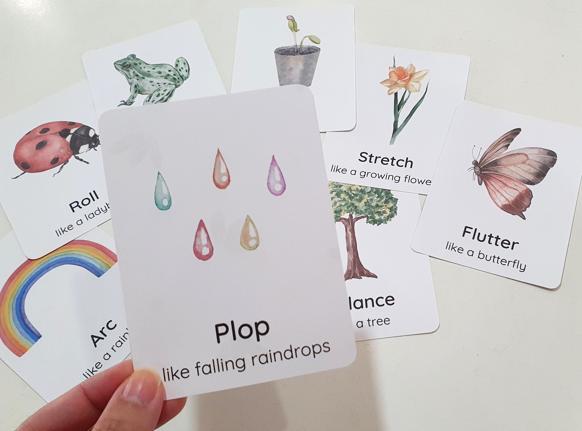 16 Spring Movement Cards for Kids, Seasonal Movement Cards, Kids Action ...