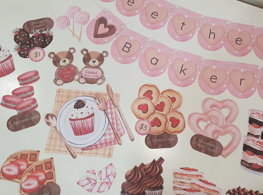 Bakery Dramatic Play Set, Valentine's Day Bakery, Sweet Treats Pretend ...